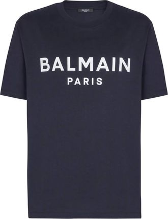 Balmain t-shirt imprimé en coton - Bleu