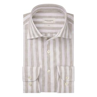Profuomo Homme, Chemises, Beige, Taille: 2XL Chemise Une Pi&egrave;ce en Lin