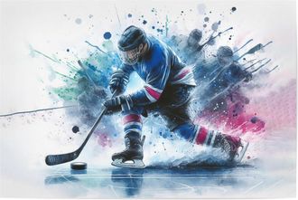 artboxONE Poster 30x20 cm Sport Eishockey B hochwertiger Design Kunstdruck - Bild Sport bunt Eishockey
