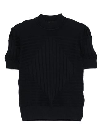 Emporio Armani t-shirt en maille nervur&eacute;e - Bleu