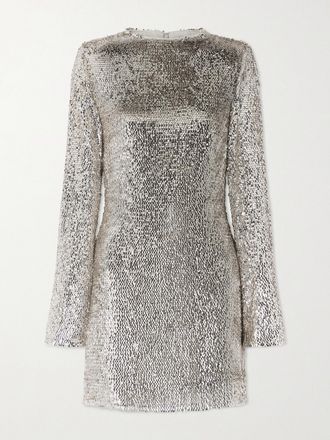 SIMKHAI Opal Minikleid Aus Mesh Mit Pailletten - Gold