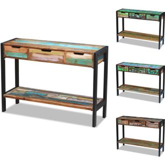 vidaXL Sideboard mit 3 Schubladen Altholz Massiv - Sideboard - Vintage Sideboard - Altholzm&ouml;bel - Massives Holz - Stahlrahmen