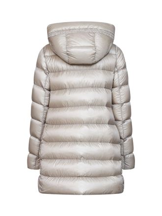 Moncler Womens Midi Hooded Down Jacket Suyenne Beige Polyamide Puffer