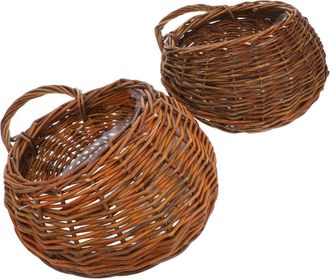 Garneck 2 Stück Blumentopf zum Aufhängen an der Wand hängender wandkorb Blumen- Korb hängend Blumentöpfe zum Aufhängen an der Wand Korbwandpflanzer Rattan Lig