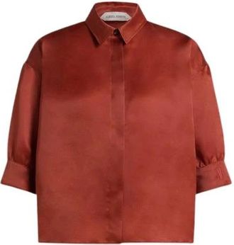 Alberta Ferretti Femme, Blouses et Chemises, Rouge, Taille: 40 FR Chemisier en organza de soie triple uni