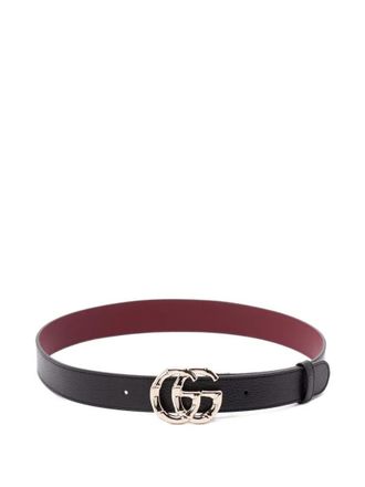 Gucci G&uuml;rtel - Slim Textured Calfskin Leather Belt - Gr. 80 - in Rot - f&uuml;r Damen