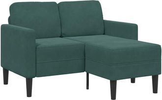 vidaXL 2-Sitzer-Sofa mit Chaiselongue L-Form Dunkelgr&uuml;n 125 cm Samt - Vidaxl