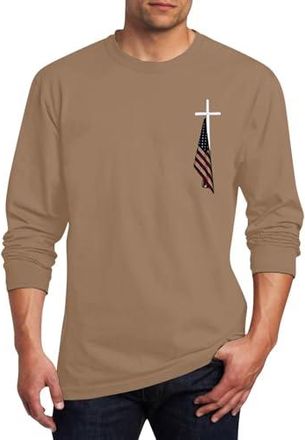 Generic Chemise d&eacute;contract&eacute;e &agrave; manches longues et col rond pour homme, t-shirt graphique l&eacute;ger et respirant, haut confortable pour le printemps et lautomne 20