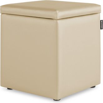 Happers Hocker mit Stauraum aus Kunstleder Ecru für das Wohnzimmer oder Schlafzimmer