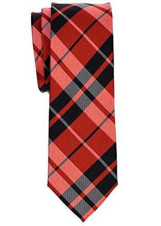 Retreez Preppy Cravate fine en microfibre tiss&eacute;e &agrave; carreaux Rouge et noir 5 cm, rouge/noir, taille unique