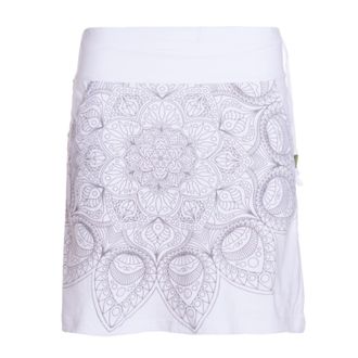 vishes Alternative Bekleidung - Damen Mini-Rock Baumwolle Mandala-Muster extra breiter Bund mit Kordel-Zug und Taschen wei&szlig; 40