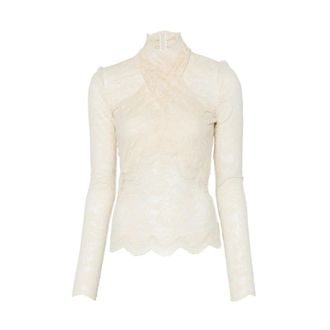 Paco Rabanne Lang&auml;rmeliges Spitzentop mit Cut-out-Details - - Tops - Damen - Wei&szlig; - 2XS