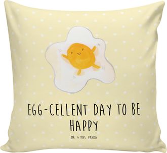 Mr. & Mrs. Panda 40 x 40 Kissen Spiegelei Ei - Geschenk, Sofakissen, Dekokissen 40x40, lustige Spr&uuml;che, Liebe, Sch&ouml;n, Tiermotive, Sofakissen 40x40