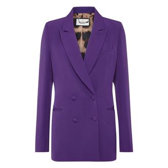 Philipp Plein Femme, Vestes, Violet, Taille: 42 FR Double-Breasted Blazer