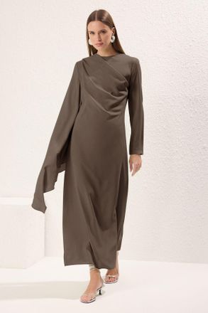 Trendyol Modest Damen Braun Einfarbig Maxi Lang Elegant/Abend Gerade Modest Abend Kleider
