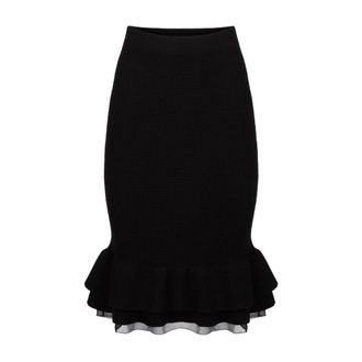 Nina Ricci Midi-Rock aus ger&uuml;schter Wolle - - Skirts - Damen - Schwarzk - M