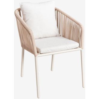 Sklum Sklum - Chaise de jardin classique Arhiza avec accoudoirs en aluminium et corde tressée Tapioca Beige