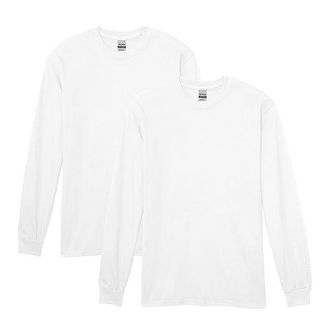 Gildan Lot de 2 t-Shirts à Manches Longues en Coton épais pour Homme Style G5400 Chemise - Blanc - 3XL