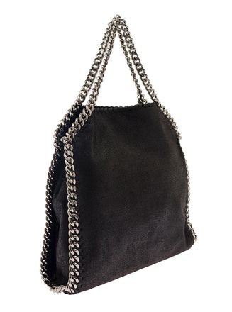 Stella McCartney Womens Tiny Tote Bag With Charm - Black Polyester Shoulder