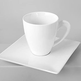 Ambition Kaffeeservice 6 personen Porto 12tlg. aus Porzellan Kaffeetassen mit Untertassen Sp&uuml;lmaschine & Mikrowelle eckig