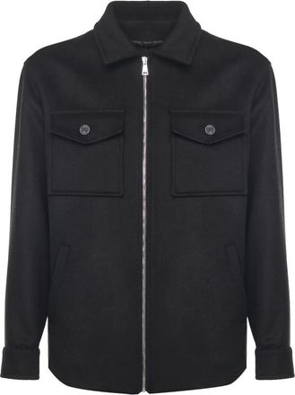 Giuliano Galiano Homme, Vestes, Noir, Taille: M Chemise noire en mélange de laine à fermeture éclair