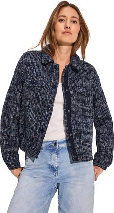 Cecil Damen B212237 Bouclé Jacke, universal Blue, XL