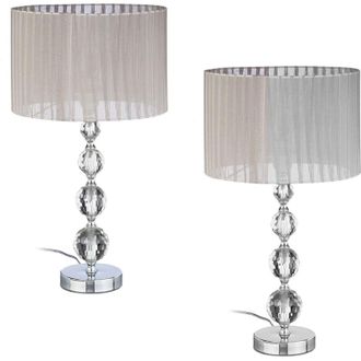 Relaxdays Relaxdays Lampe de chevet, lot de 2, douille E27, m&eacute;lange de mat&eacute;riaux, H x D : 53 x 29,5 cm, gris et argent&eacute;