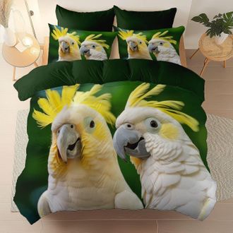 Generic Bettbezug 155 x 220 cm, Mehrfarbig Echt Fotografie Sch&ouml;n Tiere Papagei Bettw&auml;sche, Wende Microfaser bettw&auml;sche f&uuml;r Jungen M&auml;dchen Bettbezug mit 2 Kiss