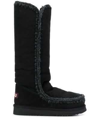 Mou Stiefel mit gewebtem Detail - Schwarz