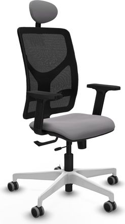 Piqueras y Crespo B&uuml;rostuhl mit 2D-Armen, h&ouml;henverstellbare Lendenwirbelst&uuml;tze und festes Kopfteil, ausgestattet mit Syncro/Traslack und Schneideschaum. Schwarz/Grau