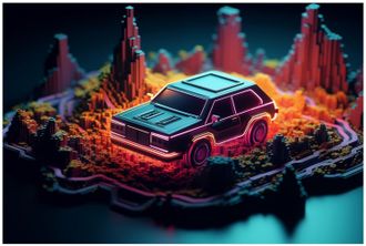 Wallario K&uuml;chenr&uuml;ckwand aus Glas 90 x 60 cm, Motiv: Pixel-Roadtrip | Spritzschutz abwischbar & pflegeleicht