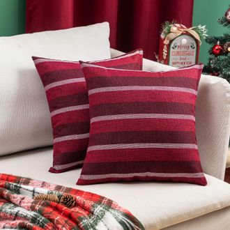 Miulee Weihnachten Streifen Kissenbez&uuml;ge Kissenh&uuml;lle Leinenoptik Sofakissen Dekorative Kissenbezug Dekokissen Deko Couchkissen Bezug f&uuml;r Sofa B&uuml;ro Couch Schl