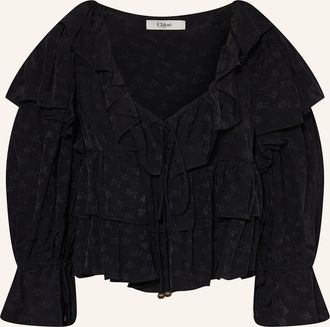 Chloé Cropped-Bluse Mit 3/4-Arm Und Rüschen schwarz
