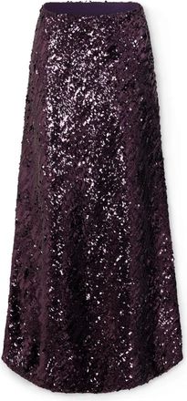 Paco Rabanne Femme, Jupes, Violet, Taille: 38 FR Jupe Midi en Jersey &agrave; Paillettes Prune