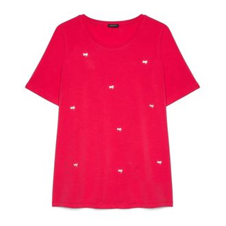 Fiorella Rubino Baumwoll-T-Shirt mit Libellen-Anh&auml;nger - - Tops - Damen - Rosa - XS