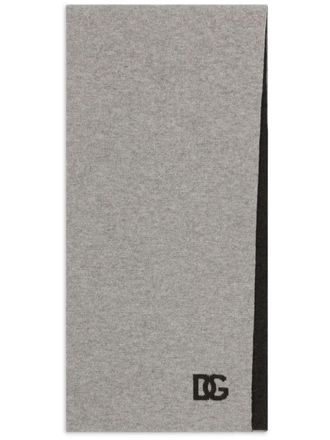 Dolce & Gabbana écharpe en maille intarsia à logo - Gris