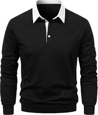 Generic T-shirt &agrave; manches longues pour homme - Coupe ajust&eacute;e - Avec col - Sport respirant - Polo &agrave; manches longues - Coupe ajust&eacute;e - Polo de golf - Hauts l&eacute;ge