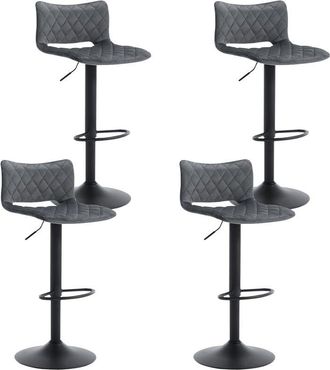 Woltu 1er Barhocker Barstuhl mit Rückenlehne Fußstütze Höhenverstellbar Samt Gepolsterter 360° Drehbar für Küche Theke Bar Dunkelgrau - Dunkelgrau - Woltu