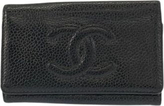 Chanel Pre-owned &Eacute;tui &agrave; cl&eacute;s Coco Mark en cuir - Femme - Pre-owned - Noir - Taille: ONE Size