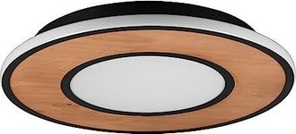 Trio Leuchten LED Deckenleuchte Deacon 626610232, Metall Schwarz matt, Holz, inkl. 37 Watt LED, Switch Dimmer