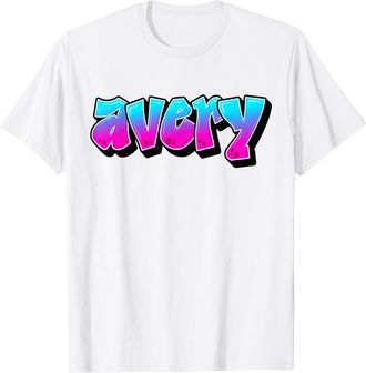 BDAZ Avery Graffiti Personalisierter Name Blau Rosa Frauen M&auml;dchen T-Shirt