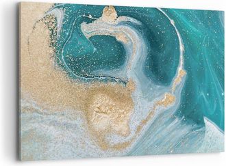 Arttor Wandbilder Dekoration Wohnzimmer Golden Türkis Hintergrund Bilder auf Leinwand 120x80cm Leinwandbild Schlafzimmer Küche Deko Wand Kunstdruck Art Groß 