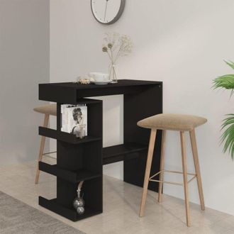 vidaXL Table de bar &eacute;tag&egrave;re de rangement Noir 100x50x101,5 cm