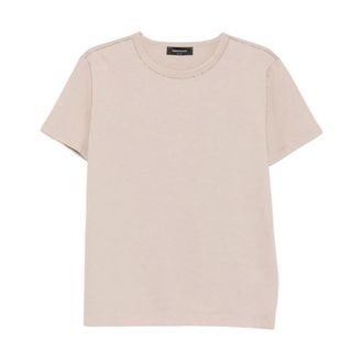 Fabiana Filippi T-shirt en coton avec encolure orn&eacute;e - Femme - Tops - Beige - Taille: 40 FR
