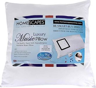 Homescapes Waschbares Microfaser Musikkissen 65x65 cm, Mikrofaser Kopfkissen mit herausnehmbarem Lautsprecher, Härtegrad medium