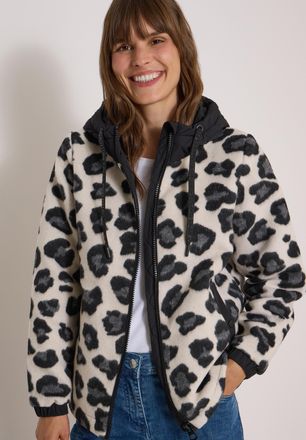 Cecil Fellimitatjacke CECIL, Damen, Gr. XXL (46), schwarz, Pl&uuml;sch, Oberstoff: 80% Polyester, 20% Wolle. Futter: 100% Polyester. Kapuze: 100% Polyester, comf