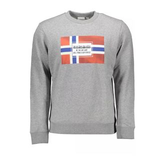 Napapijri Homme, Sweatshirts et sweats à capuche, Gris, Taille: L SweaT-shirt en Coton Gris avec Imprimé