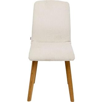 Kare Design Design Stuhl Lara Cord, Beige, Esszimmerstuhl, mit Cordbezug, mit Beinen aus massivem Eichenholz, 92x44x45cm (H/B/T)