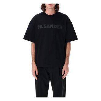 Jil Sander Homme, Tops, Noir, Taille: XS T-Shirt Logo Tonal