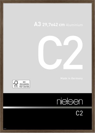 Nielsen Design Bilderrahmen, 29,7 x 42 cm (A3), Aluminium, Walnuss matt, Posterrahmen zum Aufhängen im Hoch- & Querformat, Echtglas, C2